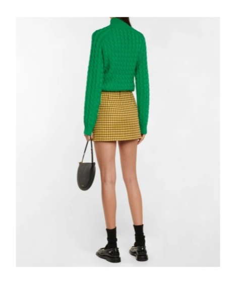 Plan C Houndstooth Checked Wool Miniskirt