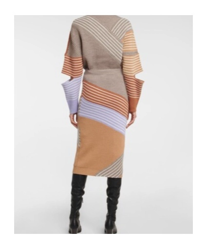 Stella McCartney Striped Ribbed-knit Midi Skirt
