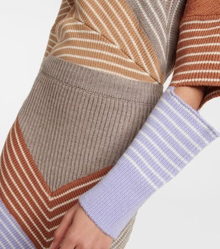 Stella McCartney Striped Ribbed-knit Midi Skirt