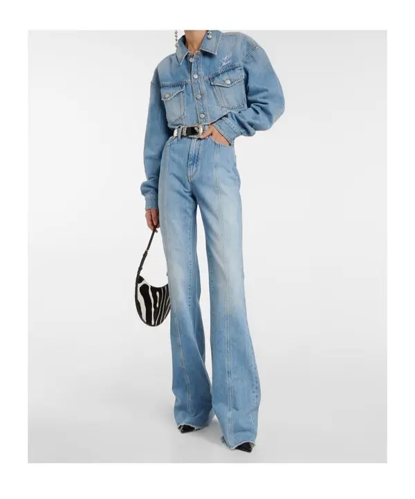 Alessandra Rich Paneled High-rise Flared Jeans