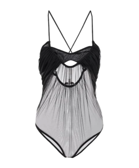 NENSI DOJAKA Cutout Tulle Bodysuit