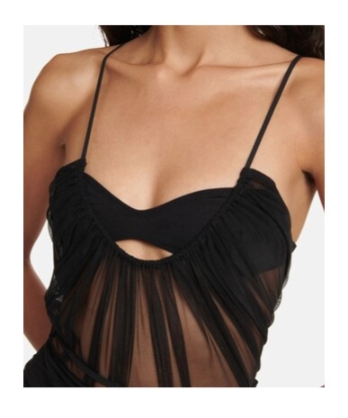 NENSI DOJAKA Cutout Tulle Bodysuit