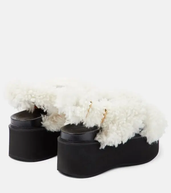 Marni Shearling-trimmed Leather Sandals