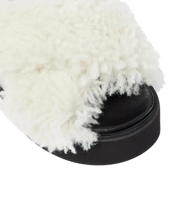 Marni Shearling-trimmed Leather Sandals