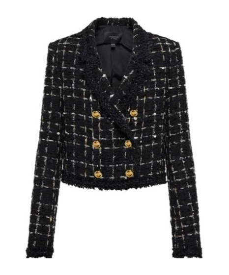 Giambattista Valli Checked Cropped Tweed Jacket - Black