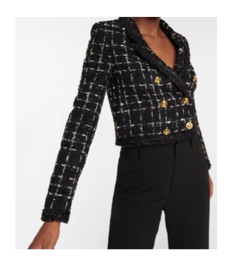 Giambattista Valli Checked Cropped Tweed Jacket