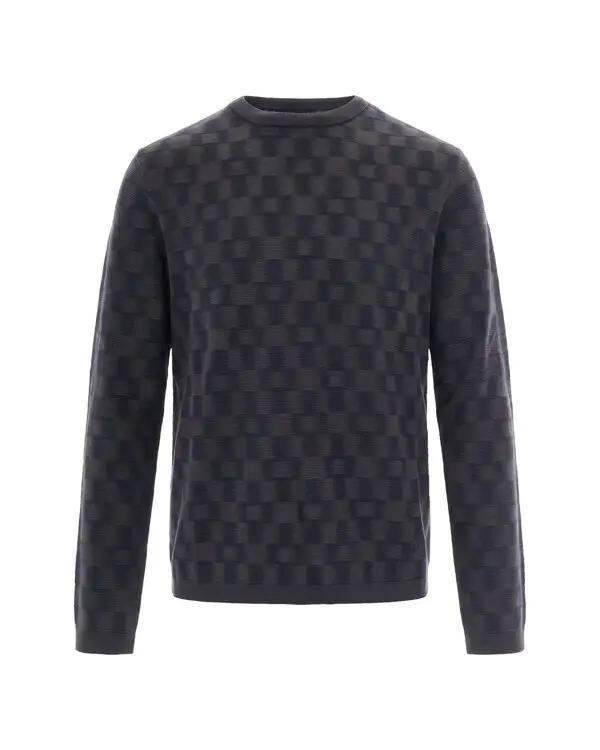 Emporio Armani S Crew Neck Knit Sweater - Navy Fancy