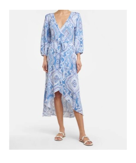 Melissa Odabash Taylor Printed Wrap Midi Dress