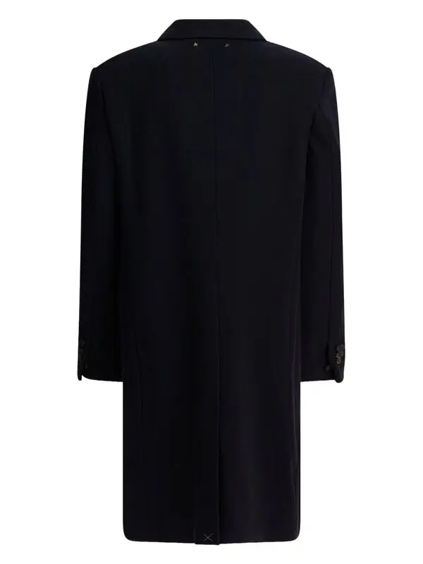 GOLDEN GOOSE Virgin Wool Blend Long Overcoat - Blue