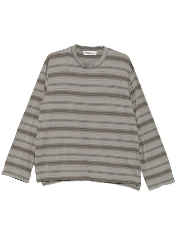 Our Legacy Sculpture Stripe Cotton T-shirt For - Beige
