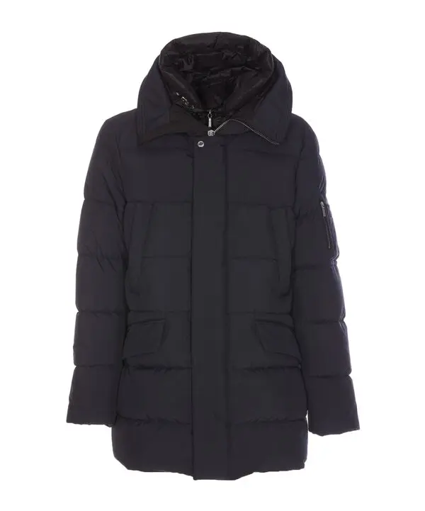 MOORER Davide-stp Padded Hooded Drawstring Jacket - Blue