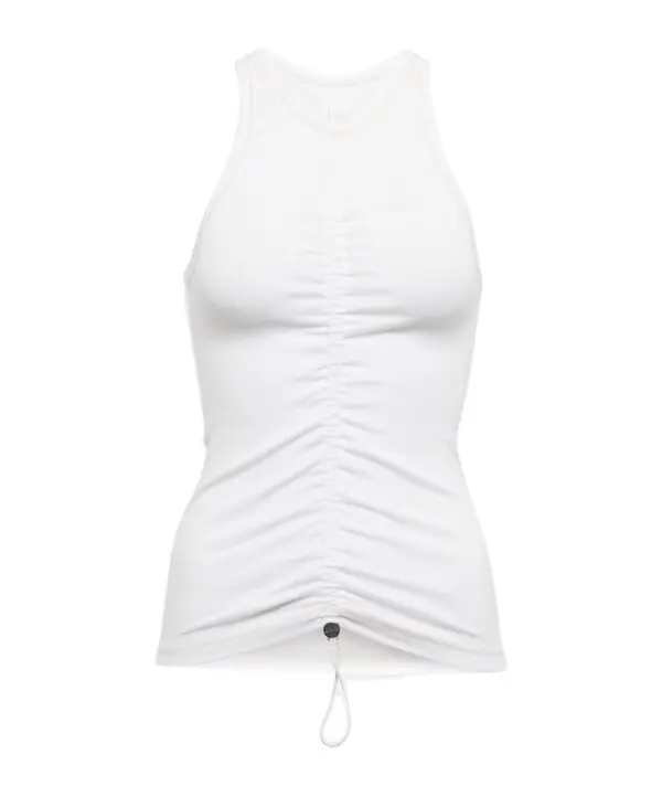 DION LEE Drawstring Ruched Cotton Jersey Top - White