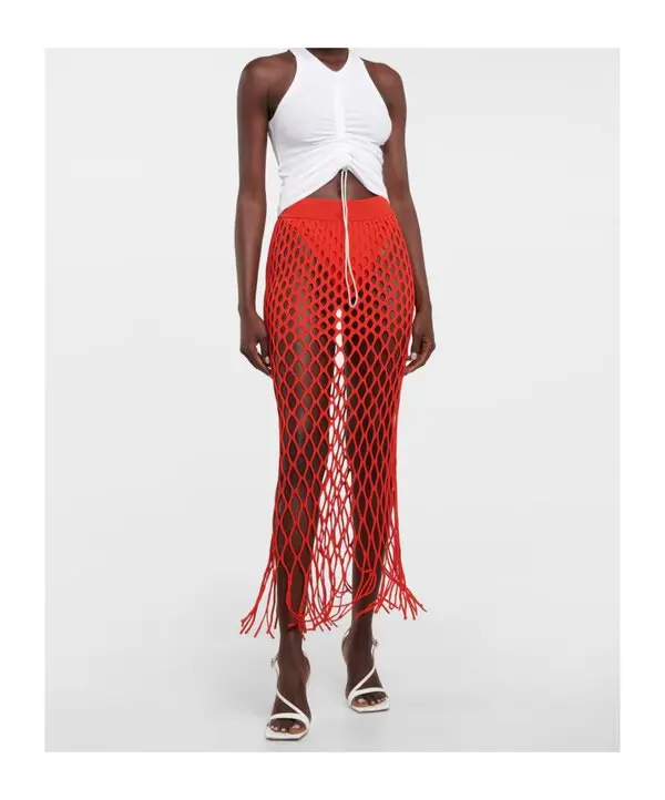 DION LEE Drawstring Ruched Cotton Jersey Top
