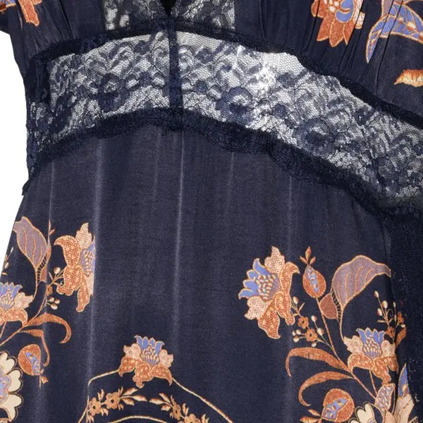 Farm Rio Lace Trim Floral Maxi Dress
