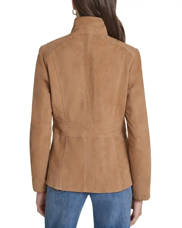Cole Haan Stand Collar Suede Jacket