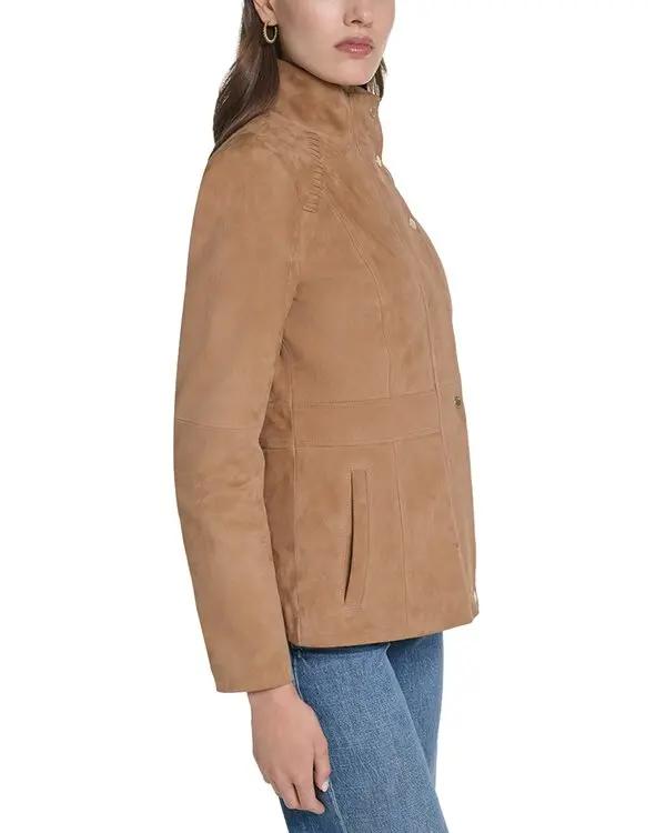 Cole Haan Stand Collar Suede Jacket