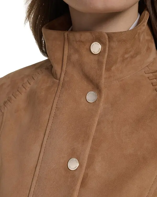 Cole Haan Stand Collar Suede Jacket