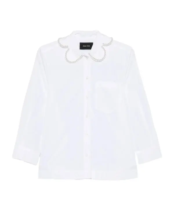 Simone Rocha Long Sleeved Embellished-collar Shirt - White