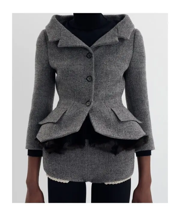 Magda Butrym Tailored Blazer With Faux Fur Peplum