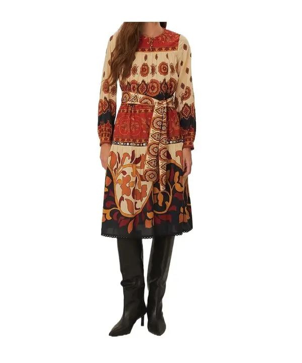 Farm Rio Ainka Tiles Belted Dress