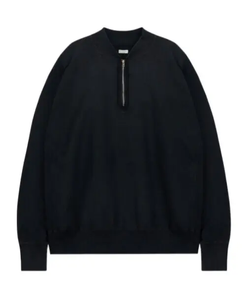 A.PRESSE Retro Half-zip Ribbed Collar Sweatshirt