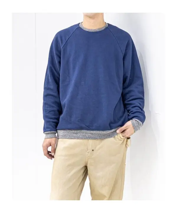 A.PRESSE Retro Lightweight Reversible Sweatshirt - Gray/navy