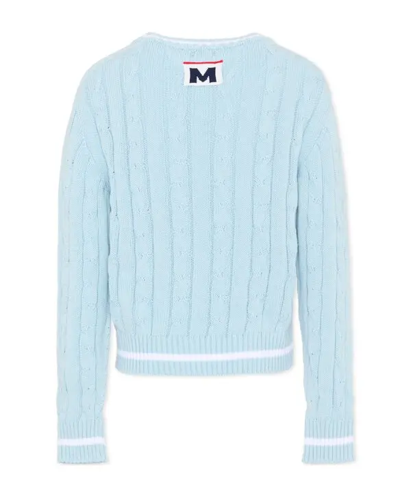 MSGM Cable-knit Crew-neck Sweater - Light Blue