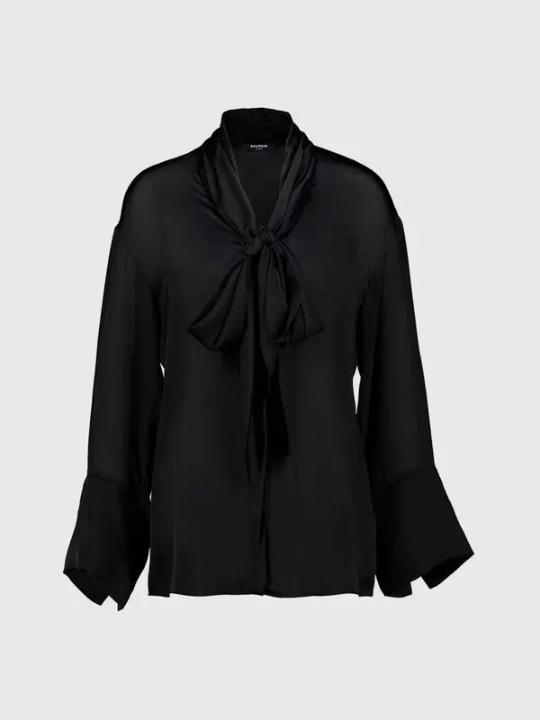 Balmain Slim Fit Silk Pussy-bow Shirt