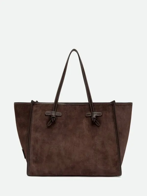 GIANNI CHIARINI Marcella Suede Calfskin Shoulder Bag - Coffee