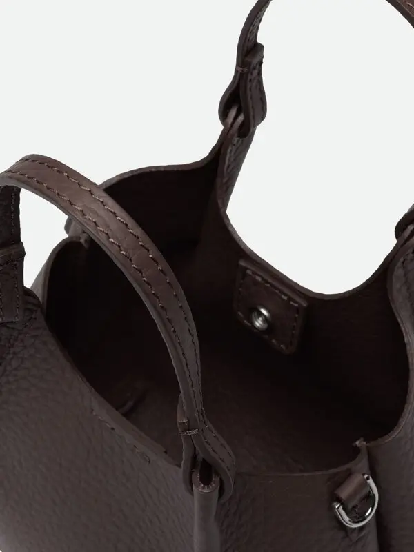 GIANNI CHIARINI Dua Mini Hammered Leather Handbag With Double Handle - Brown