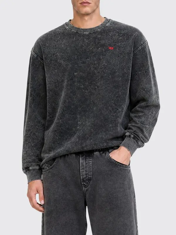 DIESEL® Relaxed Fit Cotton Crewneck Sweatshirt With Contrasting Embroidered Logo
