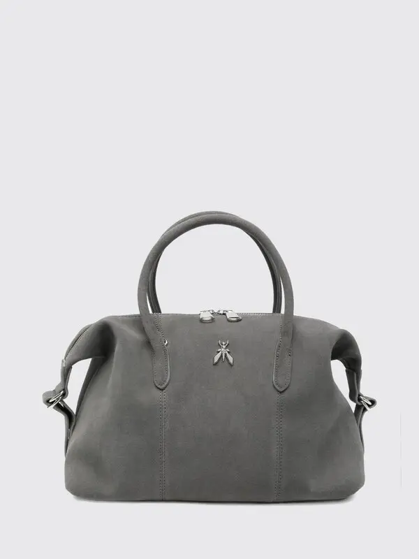 Patrizia Pepe Suede Calfskin Handbag With Double Handle And Fly Logo