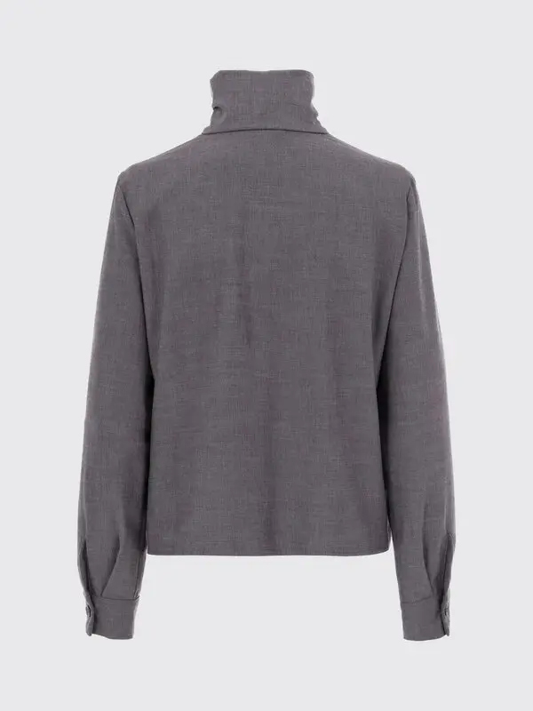 Patrizia Pepe Long-sleeved Viscose Blend Turtleneck With Shoulder Buttons