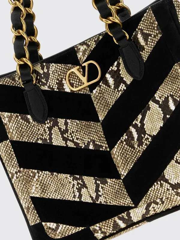 Valentino Garavani Python Print And Chevron Motif Shoulder Bag With Vlogo