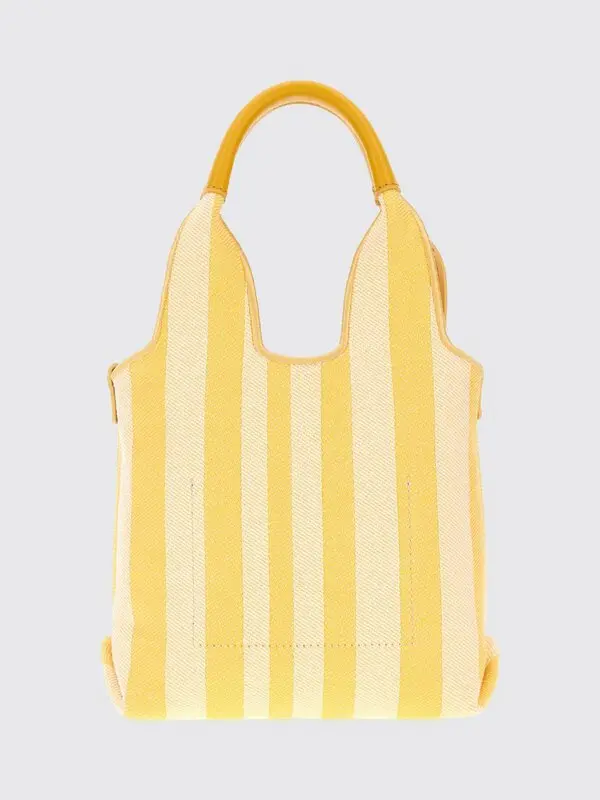 Chloé Striped Cotton Handbag With Jacquard Logo And Leather Handles