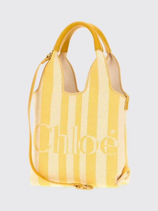 Chloé Striped Cotton Handbag With Jacquard Logo And Leather Handles