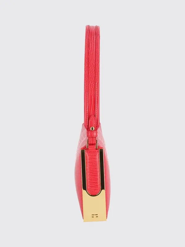 Elisabetta Franchi Lizard-print Shoulder Bag With Metallic Profiles - Red