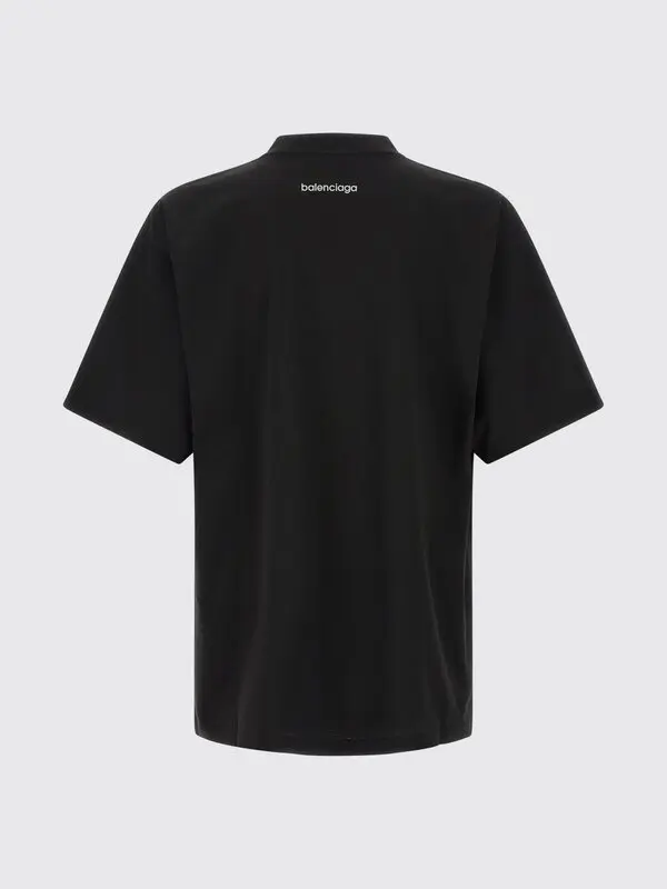 Balenciaga Cotton T-shirt With Contrasting Monogram Logo Print - Black