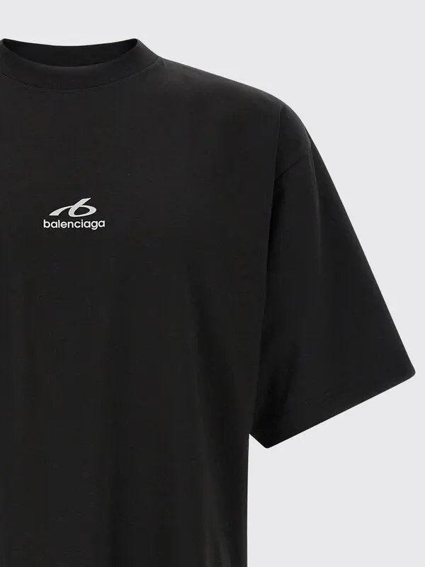 Balenciaga Cotton T-shirt With Contrasting Monogram Logo Print - Black