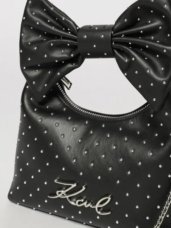 Karl Lagerfeld Mini Synthetic Leather Handbag With Bow And Shoulder Strap