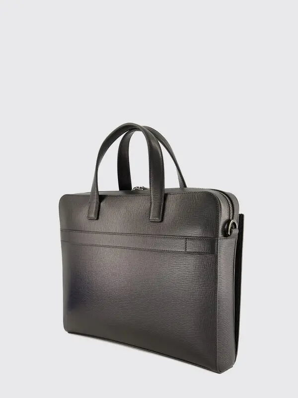 FERRAGAMO Calfskin Leather Briefcase With Double Handle And Gancini Logo
