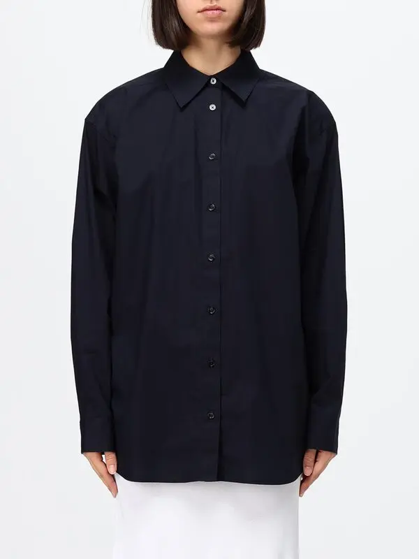 TOTEME Relaxed Fit Shirt In Cotton Poplin With Dropped Shoulders - Blue