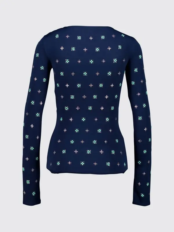 Rabanne Slim Fit Long-sleeved Jersey Top With Print And Teardrop Neckline