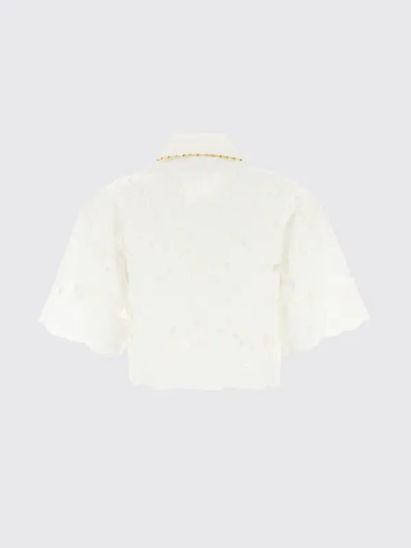 Zimmermann Mahon Short-sleeved Shirt In Cotton With Openwork Detailing