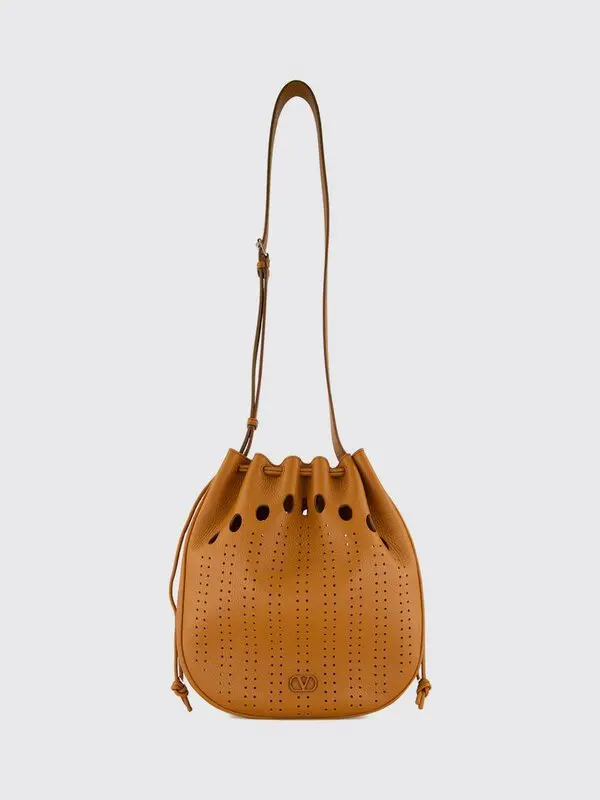 Valentino Garavani Calfskin Leather Bucket Bag With Vlogo Signature - Brown