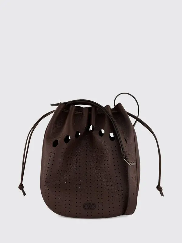 Valentino Garavani Calfskin Leather Bucket Bag With Vlogo Signature - Burnt