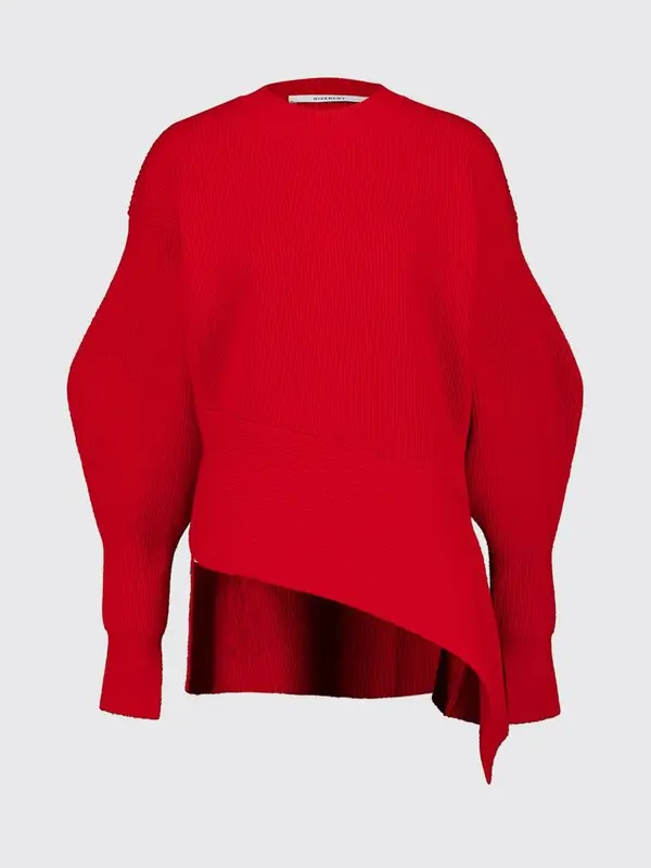 Givenchy Wool And Cashmere Crewneck Jumper With Asymmetrical Hem