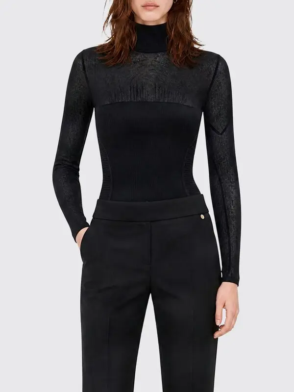 Elisabetta Franchi Slim Fit Stretch-viscose Long-sleeved Turtleneck Bodysuit