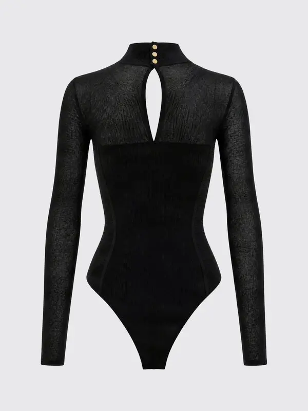 Elisabetta Franchi Slim Fit Stretch-viscose Long-sleeved Turtleneck Bodysuit