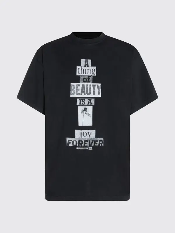 Balenciaga Slogan Print Cotton T-shirt With Dropped Shoulders